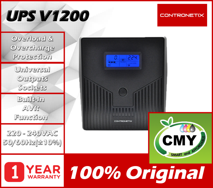 Contronetix Offline UPS V1200 1200VA Built In AVR - 4 Universal Output ...