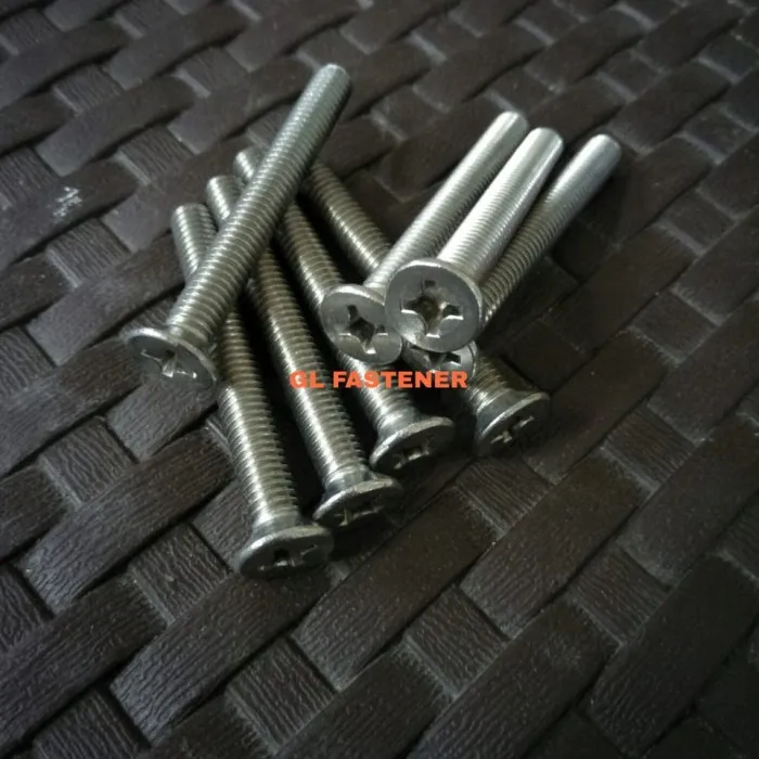 Baut JF Flat Head Stainless Steel 304 M6 x 50 / Obeng Plus / SUS 304 | Lazada Indonesia