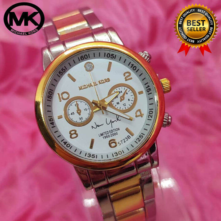 Michael Kors MK New York Limited Edition Two Chrono White Dial Two Tone Stainless Steel Watch ...
