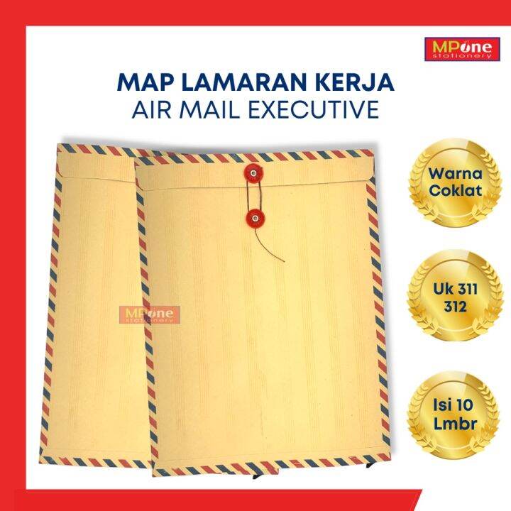(10 PCS) Map Lamaran Kerja / Air Mail Executive Tali / Amplop Coklat ...