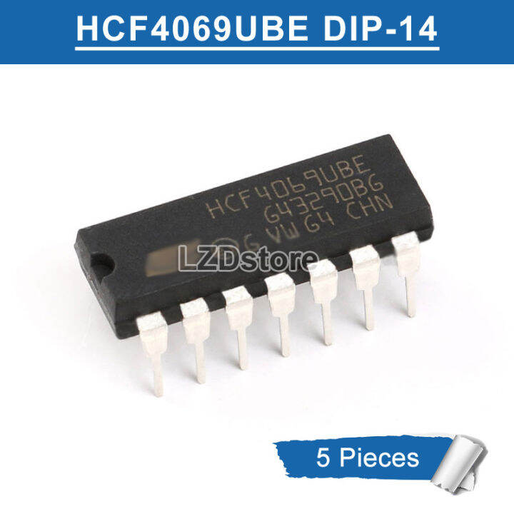 5Pcs HCF4069UBE DIP-14 HCF 4069 UBE HCF4069UBEY DIP14 DIP CMOS Hex อินเวอร์เตอร์ Logic ชิป IC ...