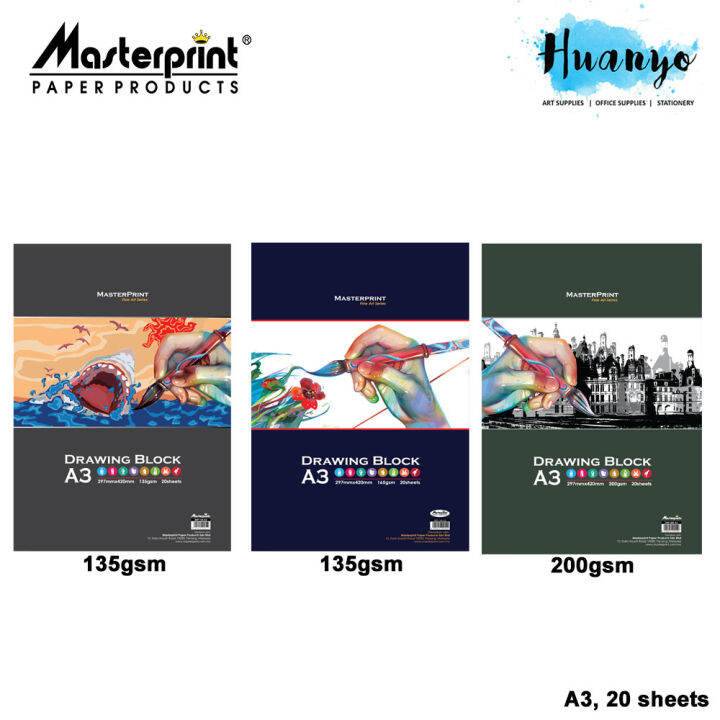 Masterprint Art Drawing Paper Block (A3 Size - 20 Sheets ) [135GSM ...