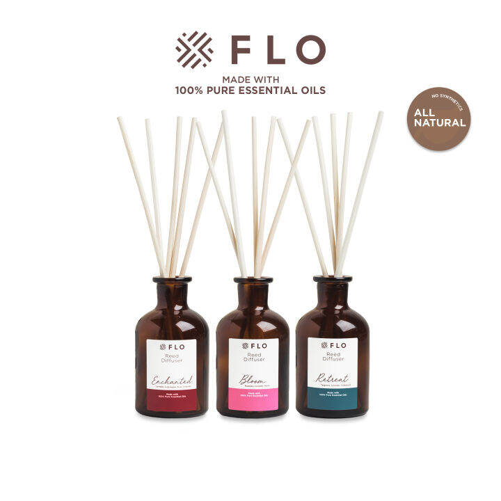 FLO Reed Diffuser 100ml - Alcohol-Free and Infused with Pure Essential ...