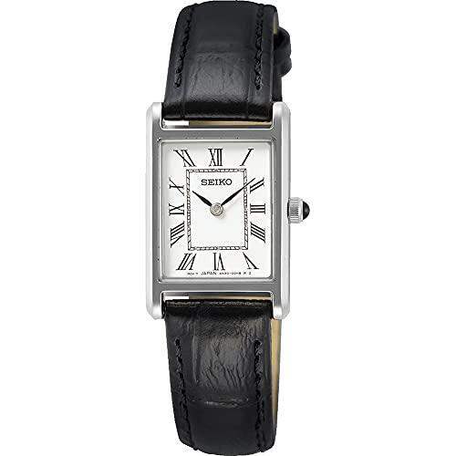SEIKO Watch Women's Square Design Quartz SWR053 White Dial and Black ...