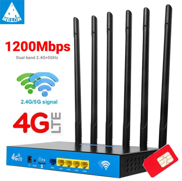 4G เร้าเตอร์ใส่ซิม 4G Wireless Router 1200Mbps Dual Band 2.4G+5GHz, 6 ...