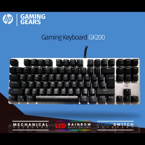 HP Keyboard Gaming GK200 - RGB Blue Switch TKL Mechanical Keyboard ...