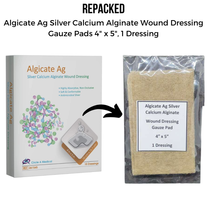 Algicate Ag Silver Calcium Alginate Wound Dressing Gauze Pads 4" x 5 ...