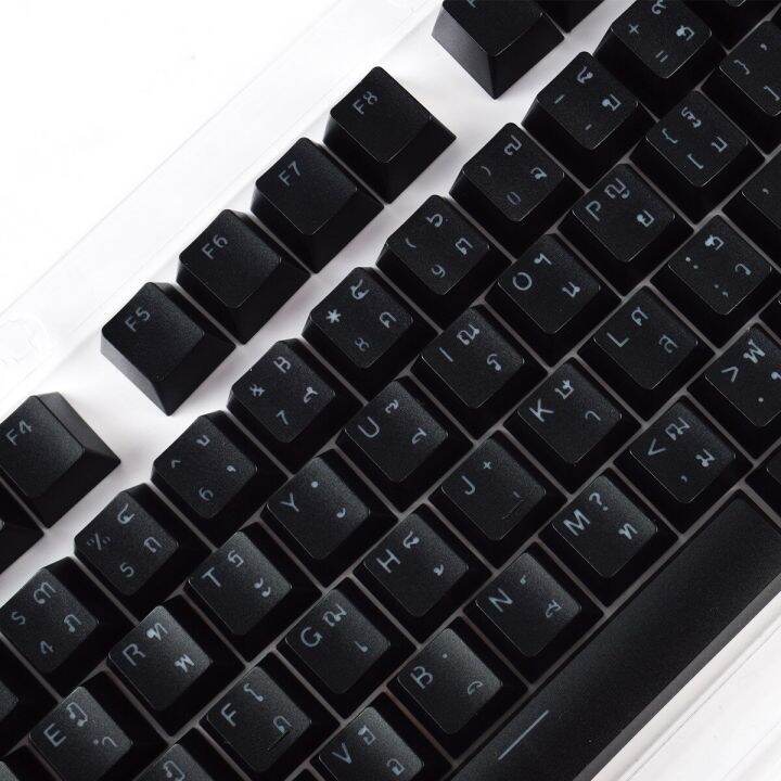 113 Keys Keycaps OEM Mechanical Keyboard Black White Keycap ไทย ...