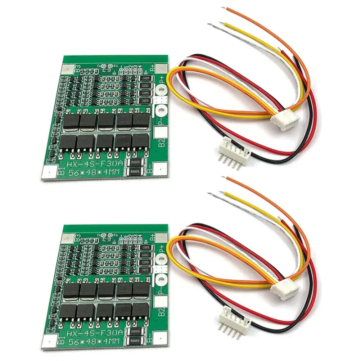 2Pcs 4S 30A 14.8V Li-Ion Lithium 18650 Battery BMS Packs PCB Protection Board Balance Integrated ...