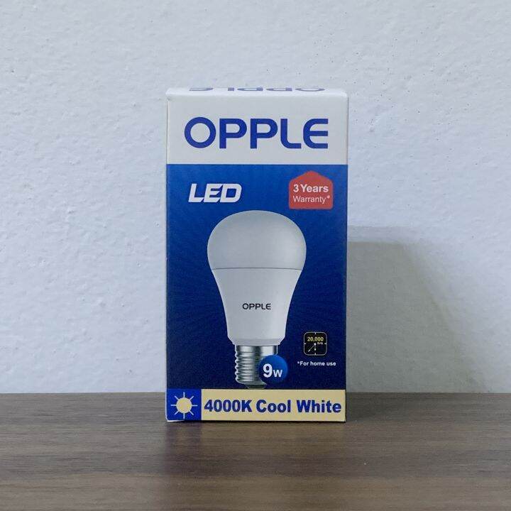 OPPLE หลอดไฟ LED Bulb EcoMax A60 9W E27 4000K Cool White | Lazada.co.th