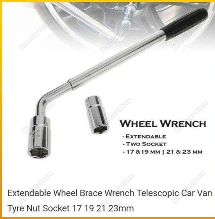 🛠️ Heavy Duty L Shape Socket Wrench 2 Socket Tyre Opener Extendable ...