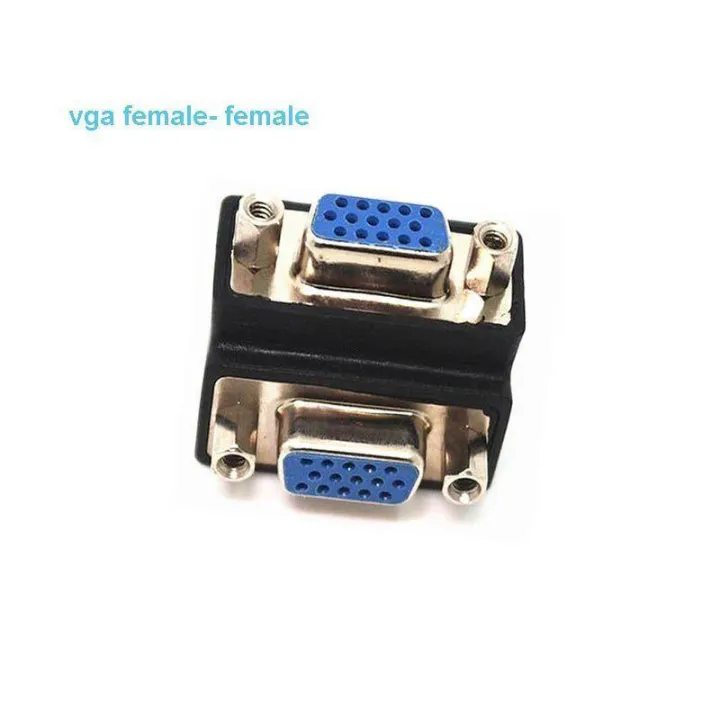 15 Pin VGA Female To Female F/F 90 Degree Extender Adapter Cord Monitor ...