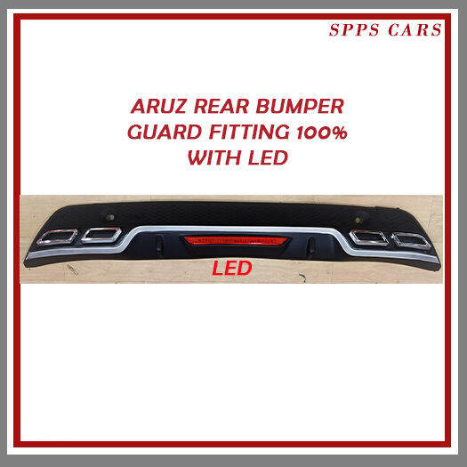 Aruz Rear Bumper Guard Fitting 100% with LED Silver | Lazada