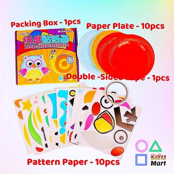 DIY Handmade Animal Cartoon Drawing Paper Plate Art Kit (Kit Seni Plat ...