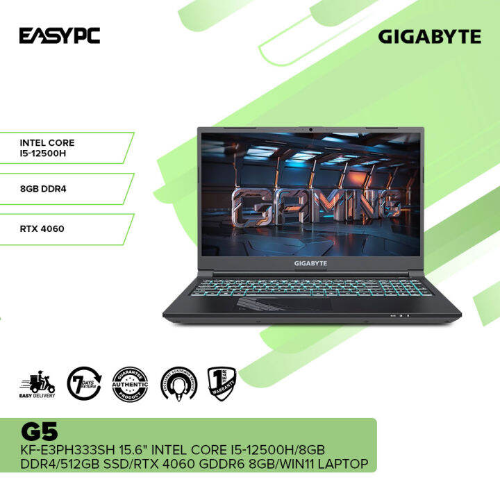 EasyPC | GIGABYTE G5 KF-E3PH333SH 15.6" Intel Core i5-12500H/8GB DDR4/512GB M.2 2280 x 2 (PCIe ...