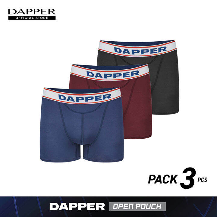 DAPPER [PACK 3 ชิ้น] กางเกงชั้นในชาย Dapper Open Pouch ทรง Trunks คละสี ...