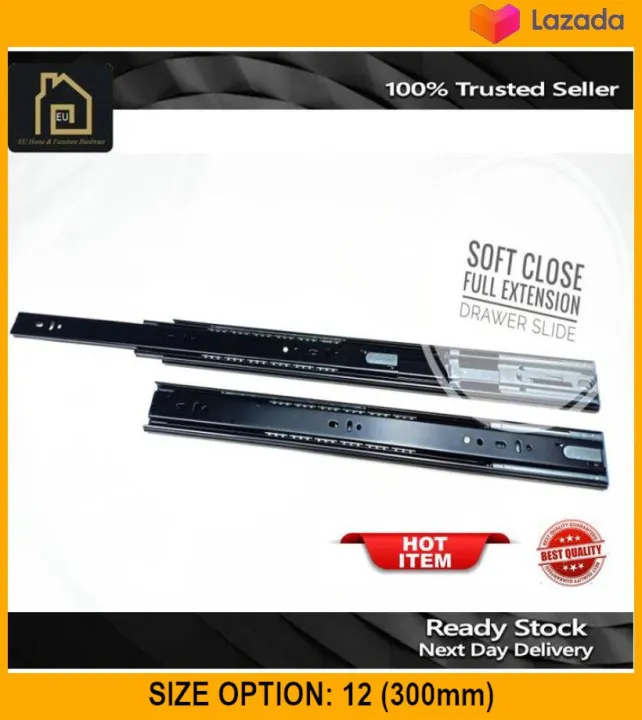 Cabinet Heavy Duty Black Full Extension Drawer Slide Soft Close Roller ...