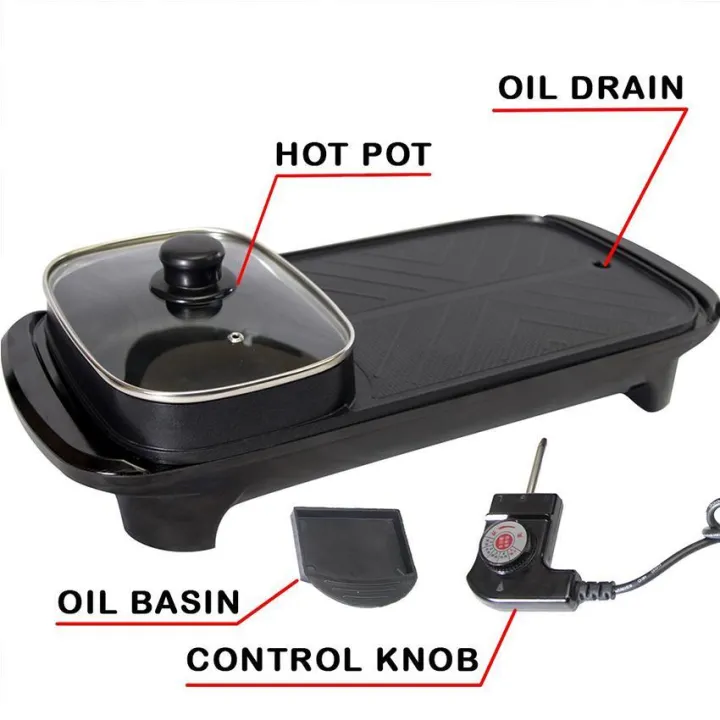 Authentic Korean Style Samgyupsal 2 in 1 Electric Non-Stick Grill Pan ...
