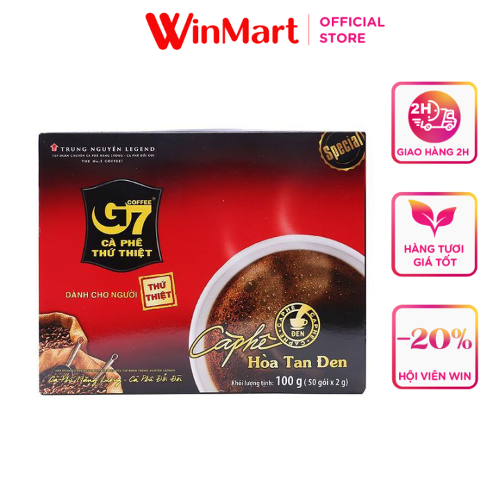 [Siêu thị WinMart] -Cà phê đen hòa tan G7 hộp 50 gói x 2g | Lazada.vn