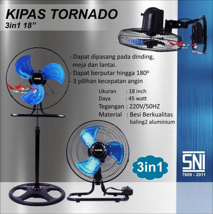 kipas angin besi JUMBO 18" 3 in 1 national plus / nplus made in ...