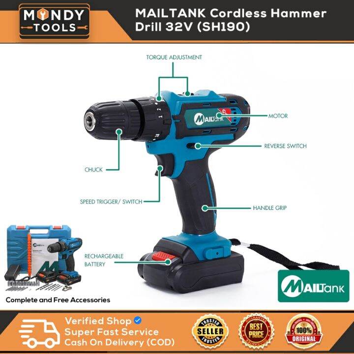 MAILTANK Cordless Hammer Drill 32V (SH190) (Original) | Lazada PH