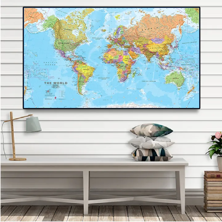 The World Political Map 225*150cm Non-woven canvas Painting Wall Poster ...