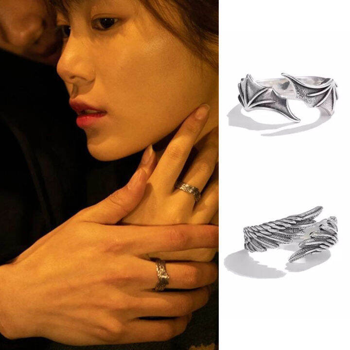 Angel and Devil Wings Ring Niche Vintage Opening Ring Female Male ...