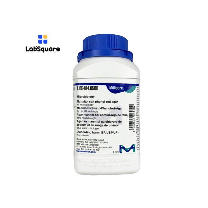 อาหารเลี้ยงเชื้อ Mannitol Salt Phenol-Red Agar ขนาด 500g. #105404 ยี่ห้อ Merck | Lazada.co.th