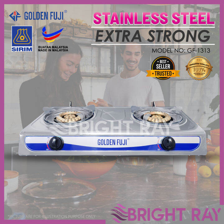 [SIRIM] GOLDEN FUJI GF1313 STAINLESS STEEL Pineapple Double Gas Stove ...