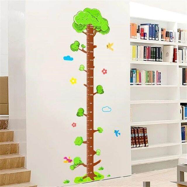 Cartoon Animals Height Measure Wall Sticker Unicorn Dinosaur Wallpaper ...