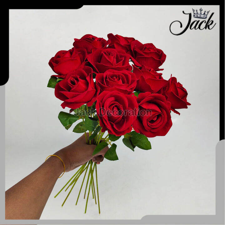 Rose Bludru Bunga Mawar Panjang Tangkai 50cm Imitasi kain artificial ...