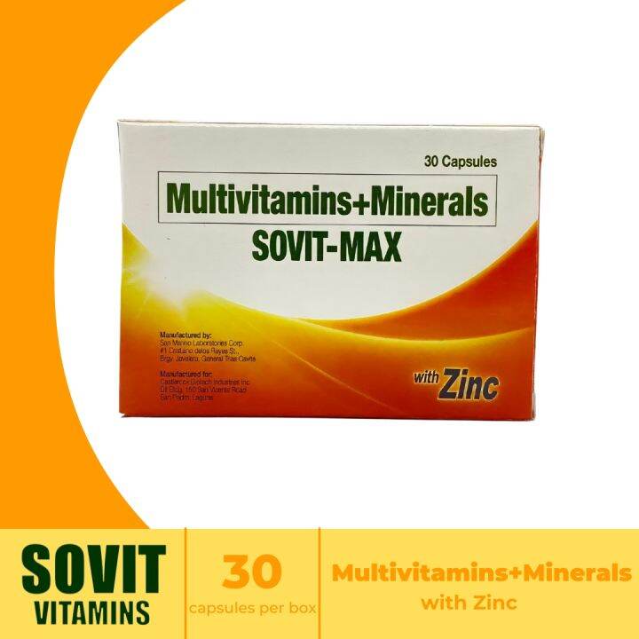 SOVIT-MAX (MULTIVITAMINS + MINERALS) (30 caps) | Lazada PH
