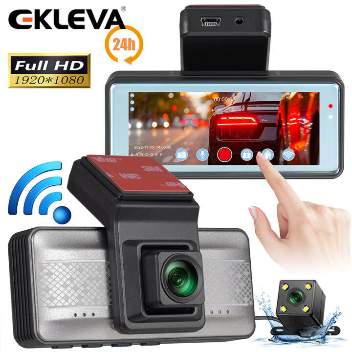EKLEVA สัมผัส Dash Cam Wifi บันทึกวิดีโอรถยนต์บันทึกวิดีโอ FHD 1080จุด ...