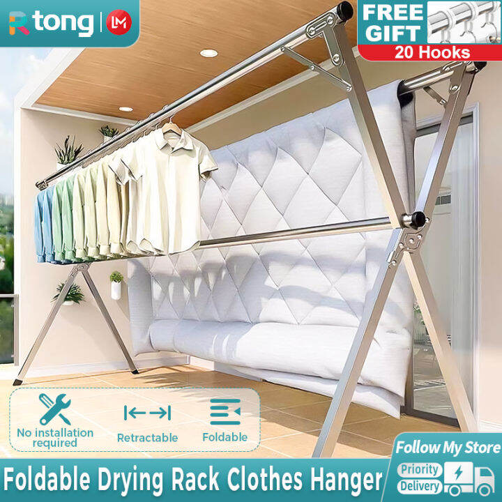 Rtong Sampayan stainless adjustable steel foldable drying rack heavy ...