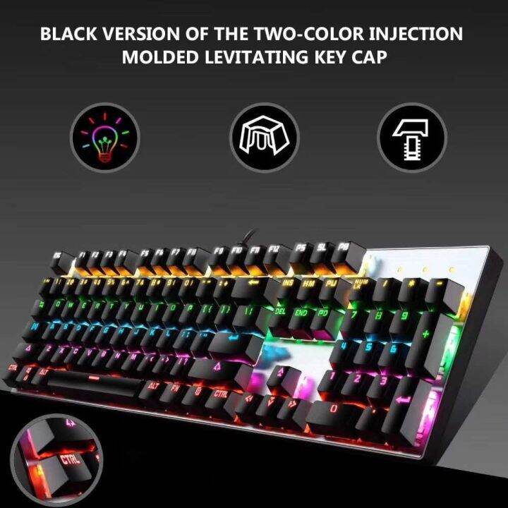 Cable and wireless Metal mechanical gaming keyboard green axis real ...
