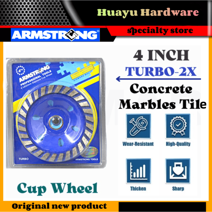 ARMSTRONG Diamond Cup Wheel 4" Concrete Grinding Disc Heavy Duty ...