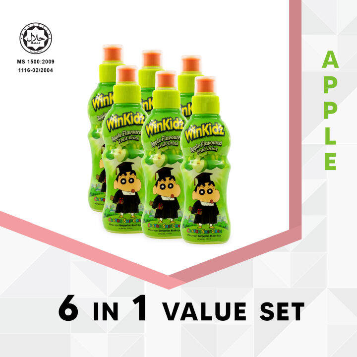 Crayon Shinchan Winkidz Fruit Drink 6 In 1 Value Set 250Ml X 6 - Apple | Lazada