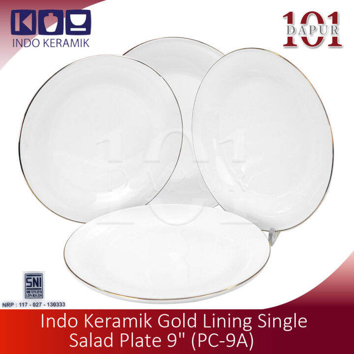 Indo Keramik Gold Lining Single Salad Plate 9" (PC-9A) Piring Ceper ...