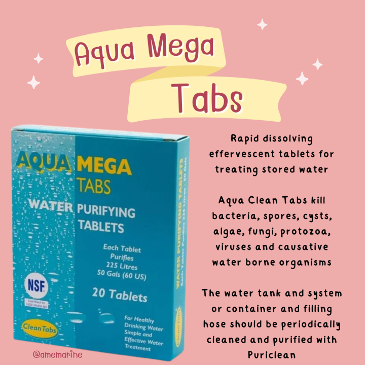 Clean Tabs Aqua Clean Mega Tabs เม็ดฟู่ละลายเร็วสำหรับบำบัดน้ำที่เก็บไว้ Aqua Clean Tabs ฆ่า ...