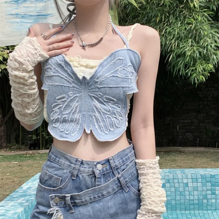 ♥ Pure desire spice cowboy condole belt vest female butterfly two-piece ...