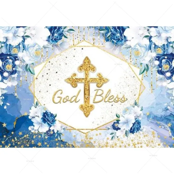 2021God Bless Backdrop Baptism Party First Holy Communion Christening ...
