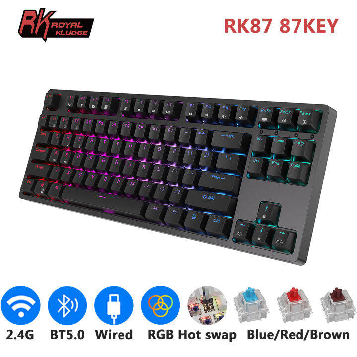RK Royal Kludge RK87 Wireless RGB Backlight Gaming Mechanical Keyboard ...