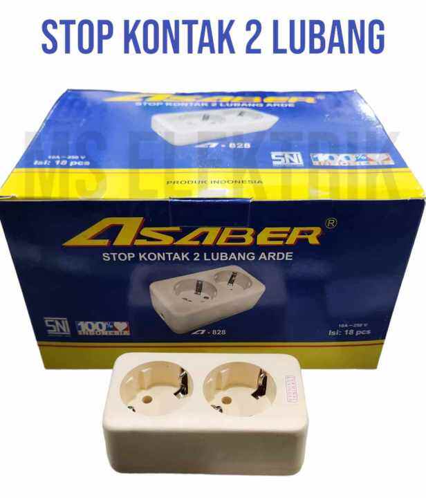 ASABER Stop kontak / Terminal 2 lubang kuningan SNI | Lazada Indonesia