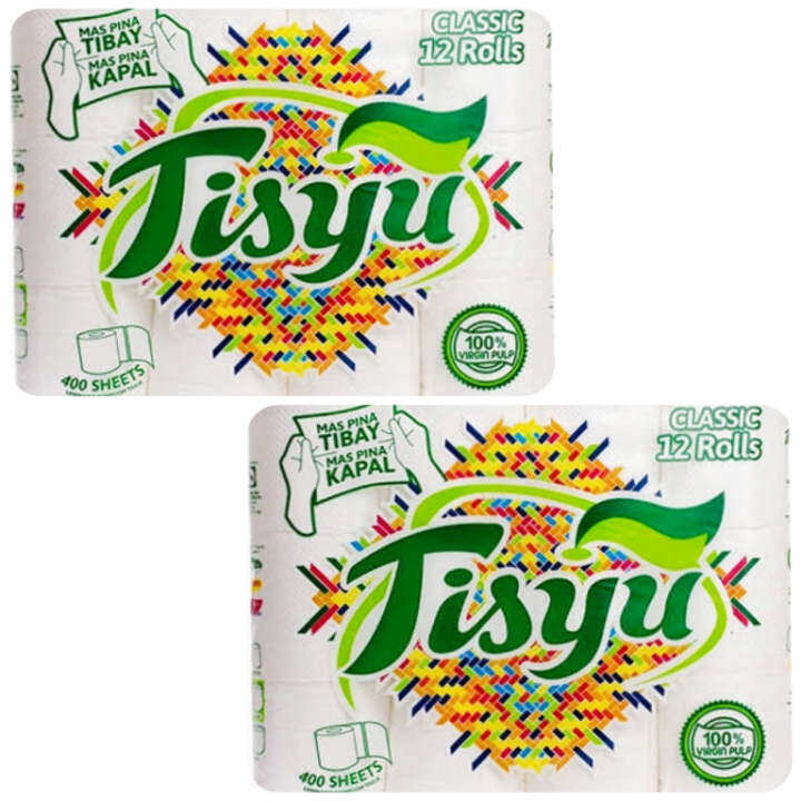 Tisyu Bathroom Tissue Classic 400 Sheets 2 Ply 12 Rolls by 2 Packs ( 24 ...