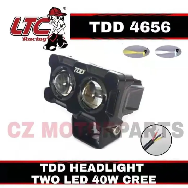 TDD 4656 Motorcycle Led Headlight Two Led 40w Cree (YellowWhite ...