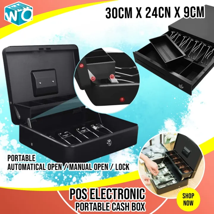 Philippine spot Cash Box Portable Security Safe Box Lock Metal POS ...