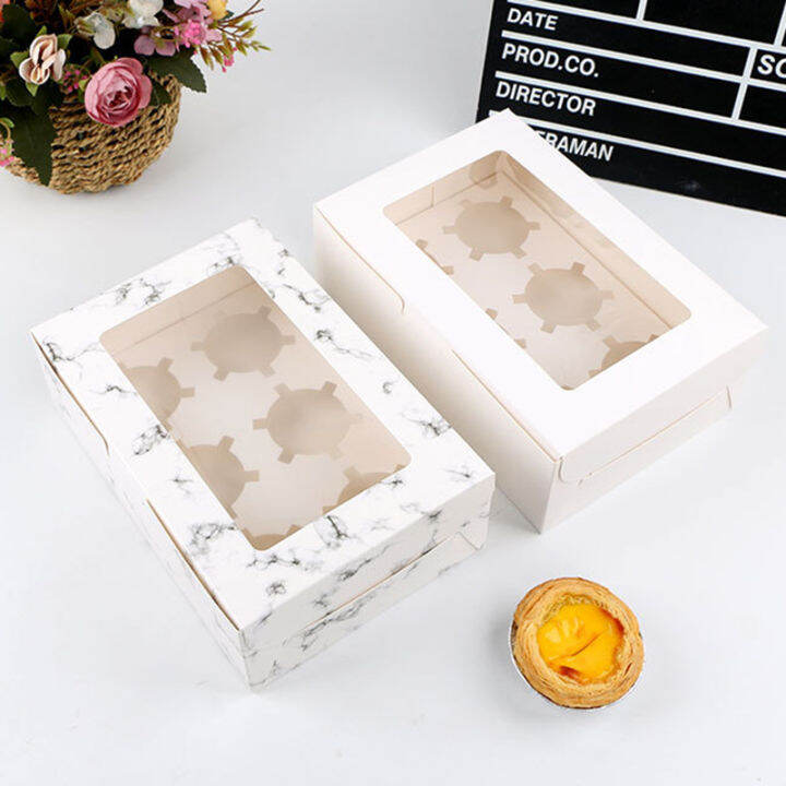 【ZNBY】Cake Box 6 Hole Cupcake Packaging Box Kraft Paper Cupcake Box Egg ...