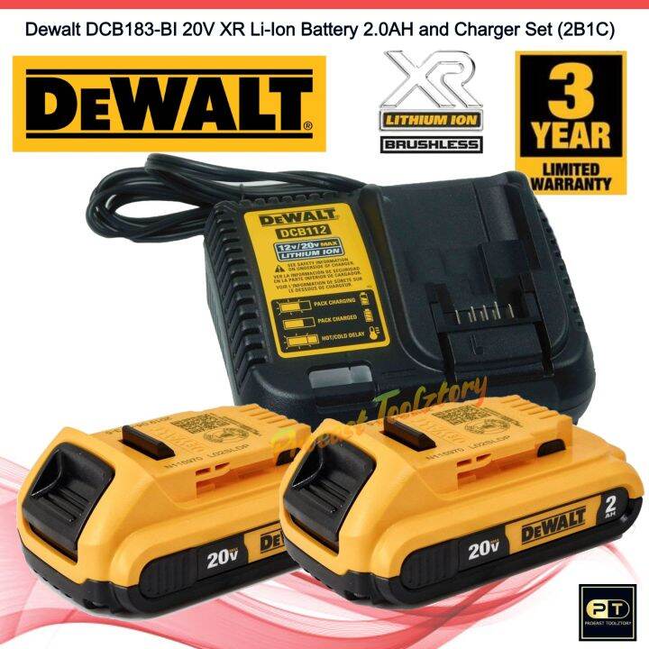 DEWALT DCB183-BI 20V XR Li-Ion Battery ( 2.0AH ) & DCB112-B1 10.8V-18V ...