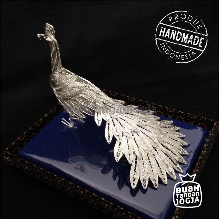 Miniatur Burung Merak Lapis Perak - Kerajinan Khas Kotagede Jogja | Lazada Indonesia