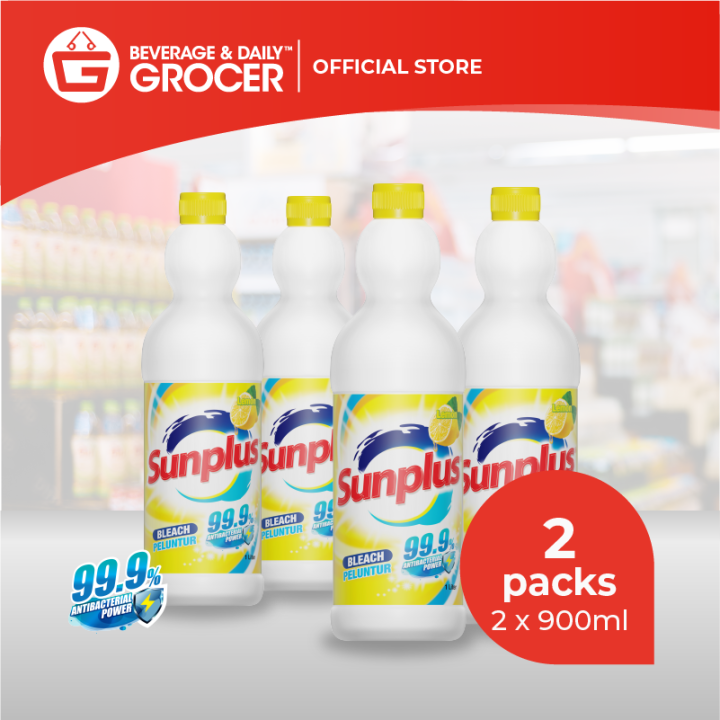 Sunplus 99% Antibacterial Bleach Lemon 900ml (2x900mlx2 Packs) 4 Bottles | Lazada